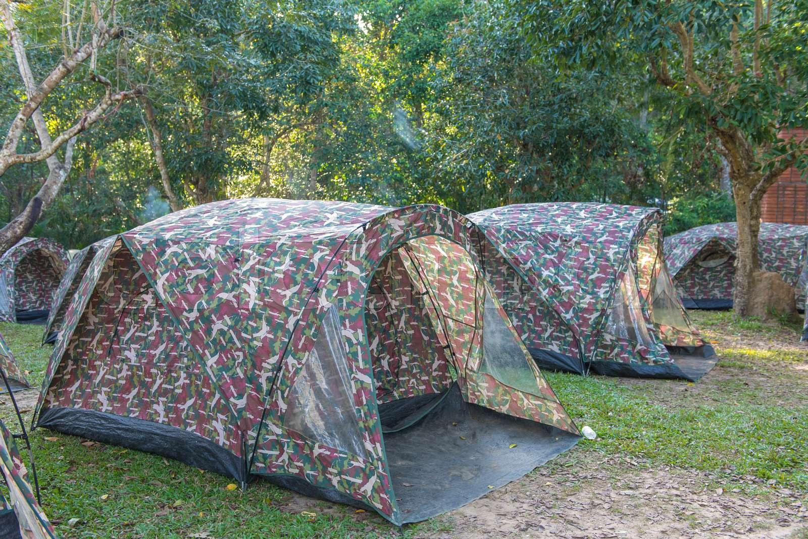 Tent and pavilion camping in campground at national park | Stock image ...