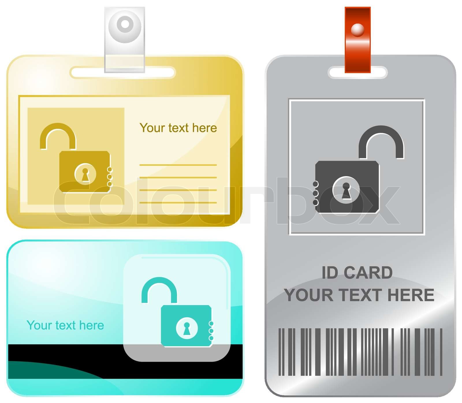 Opened lock Vector id cards | Stock vector | Colourbox