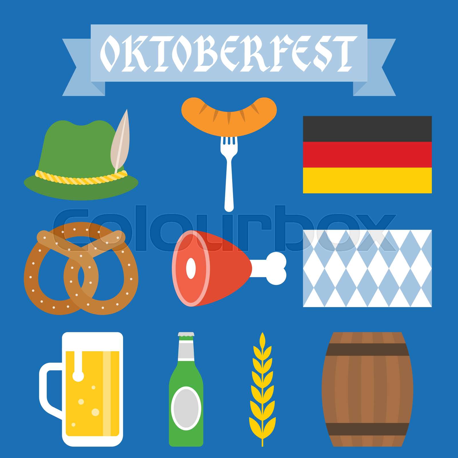 Oktoberfest icon and elements, flat design | Stock vector | Colourbox