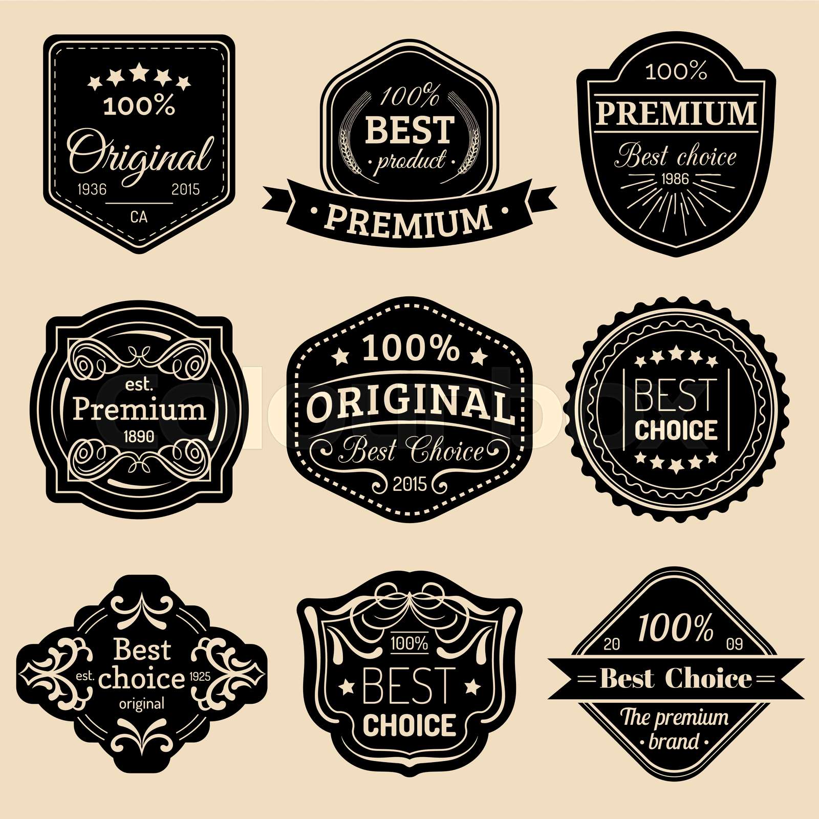Premium logos set. Best choice emblems. Quality badges. Used for ...