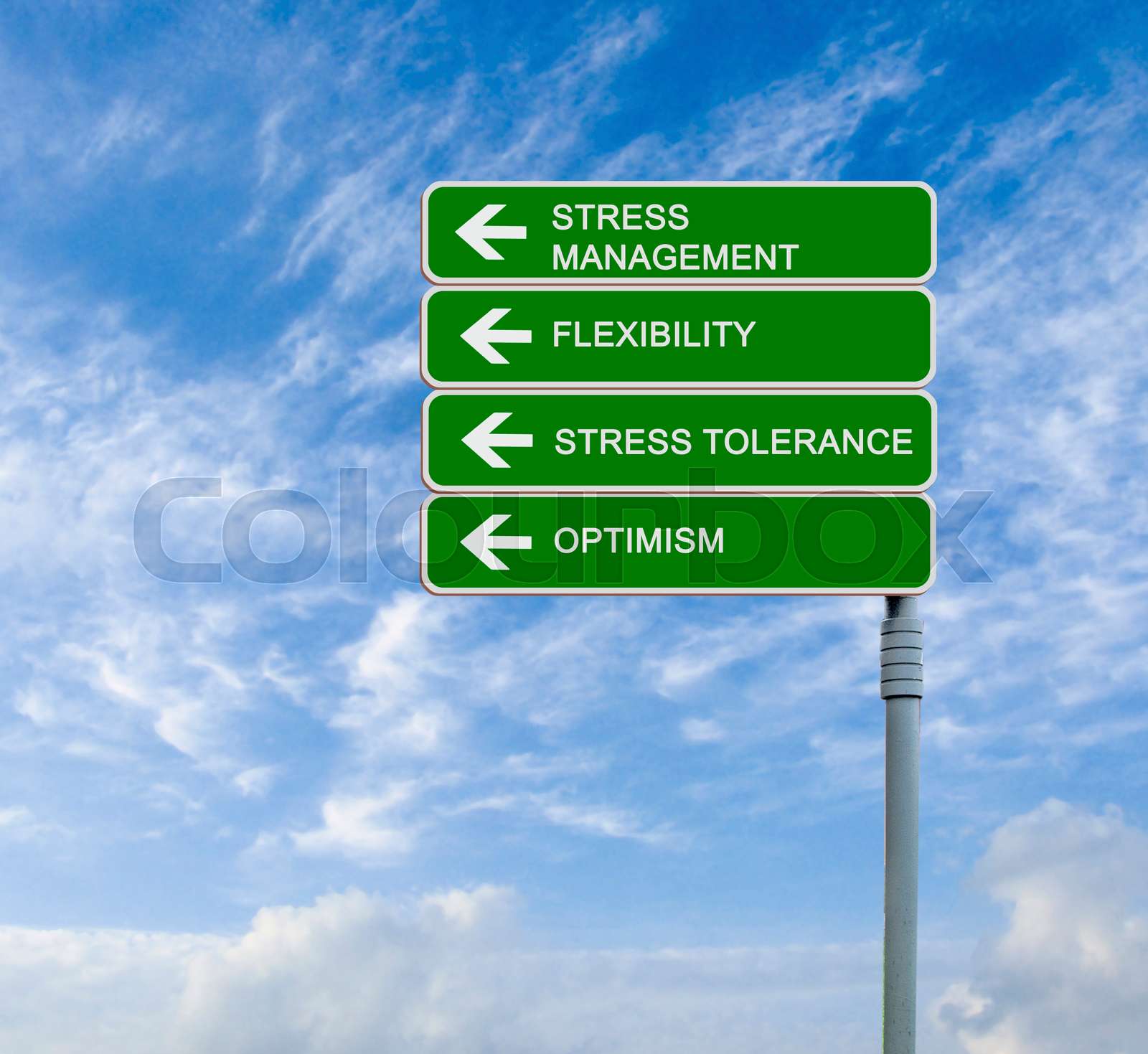 Road signs to stress management | Stock image | Colourbox