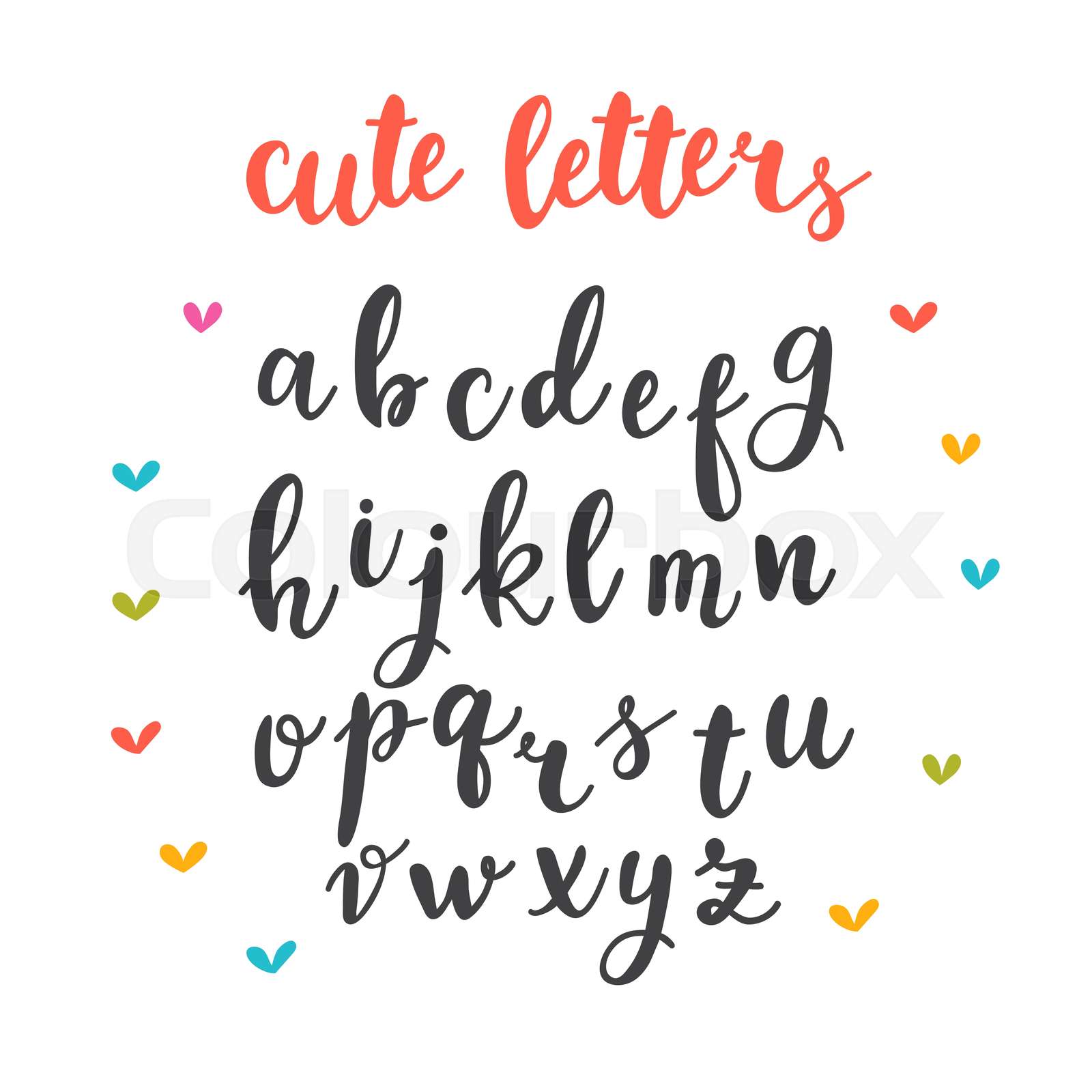 Cute letters. Hand drawn calligraphic font. Lettering alphabet | Stock ...