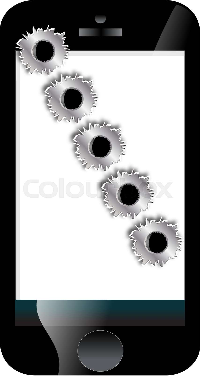 Smart phone with bullet holes | Stock vector | Colourbox