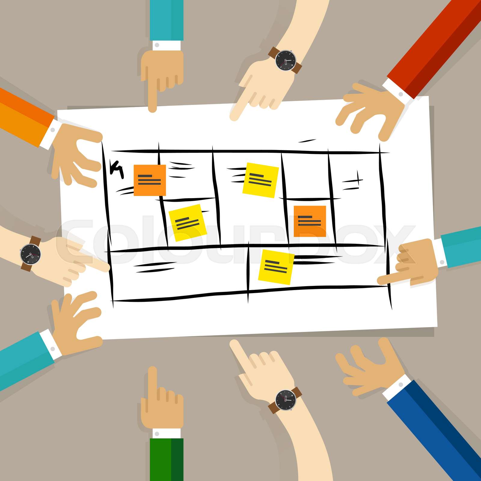 business model framework. team discuss plan for developing company for ...