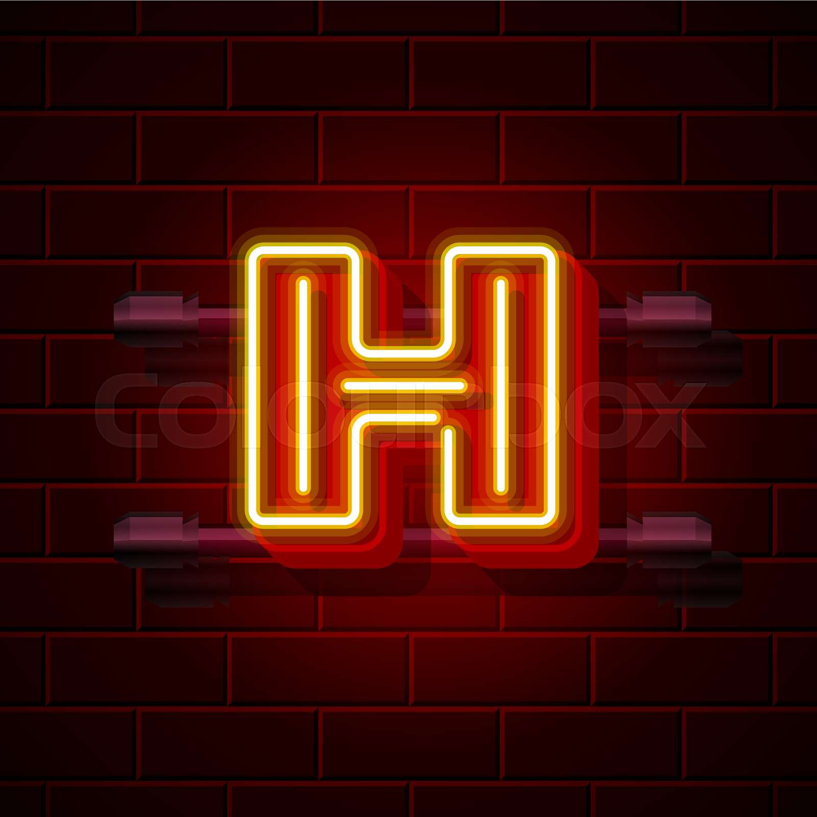 Neon city font letter H signboard. Vector illustration | Stock vector ...