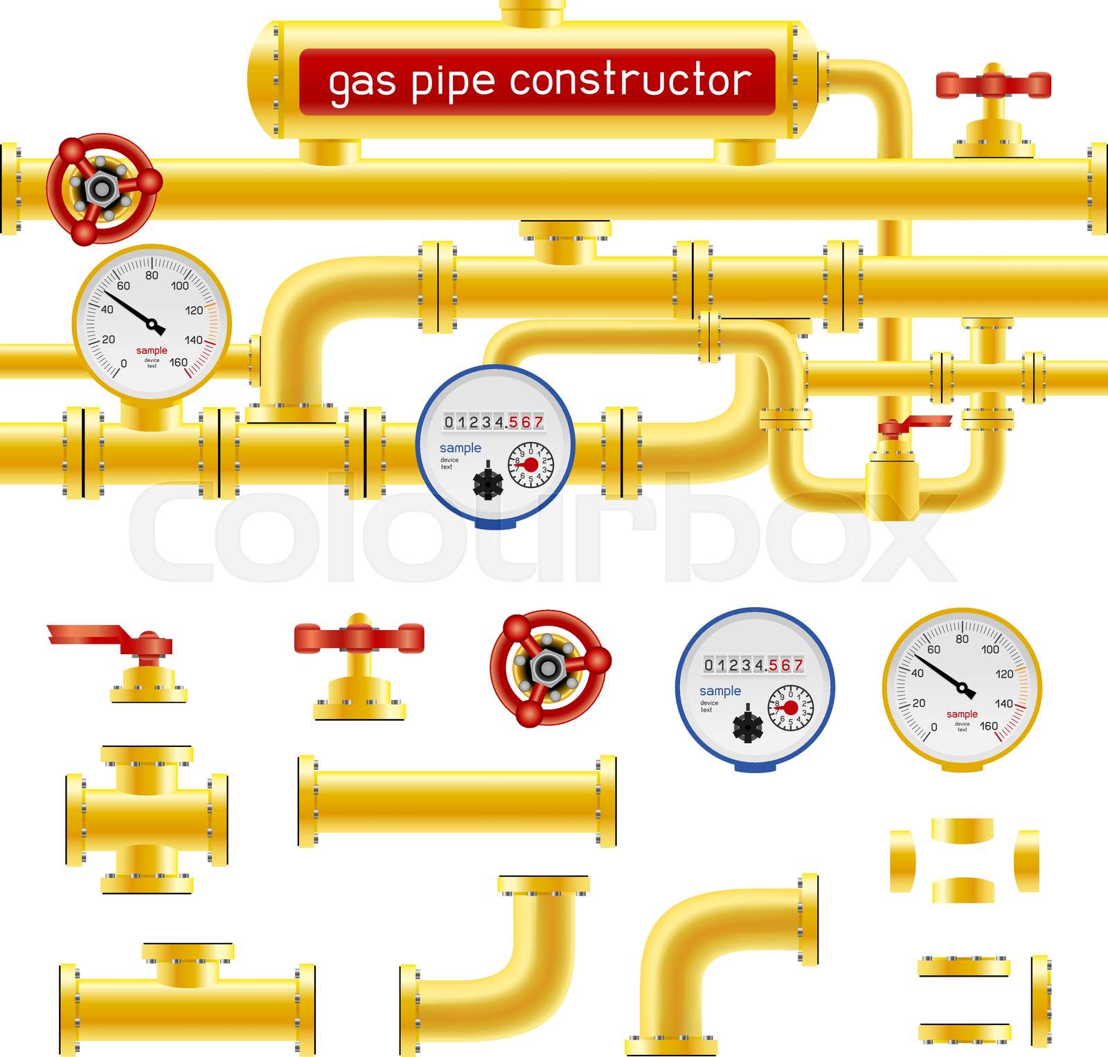gas pipe set constructor | Stock vector | Colourbox