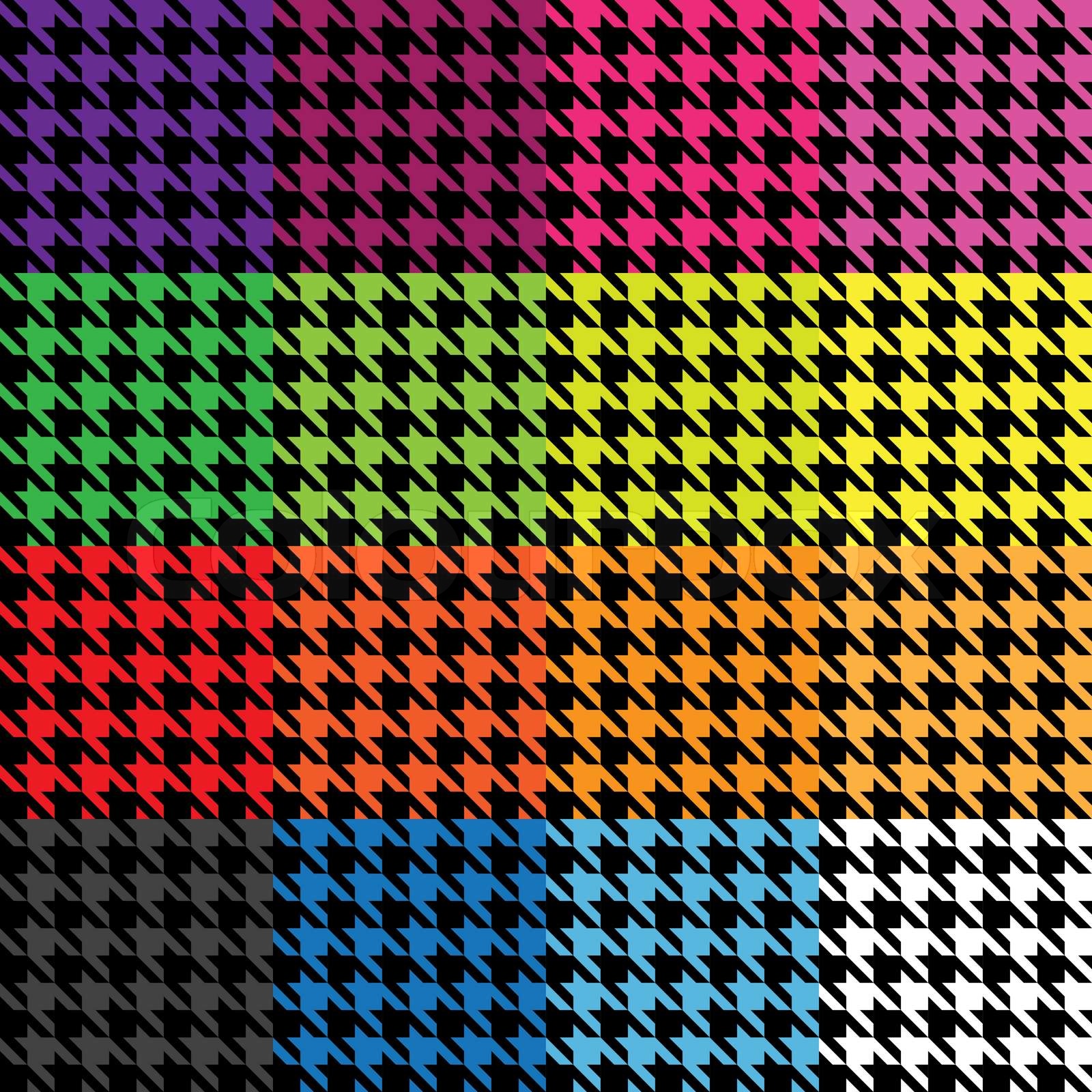 Trendy houndstooth patterns in a variety of different colors that tile ...