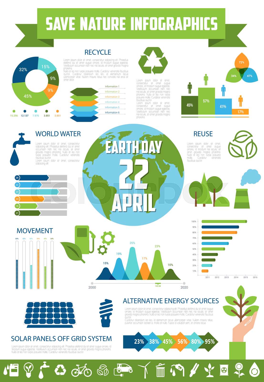 Save nature infographic for Earth Day design | Stock vector | Colourbox