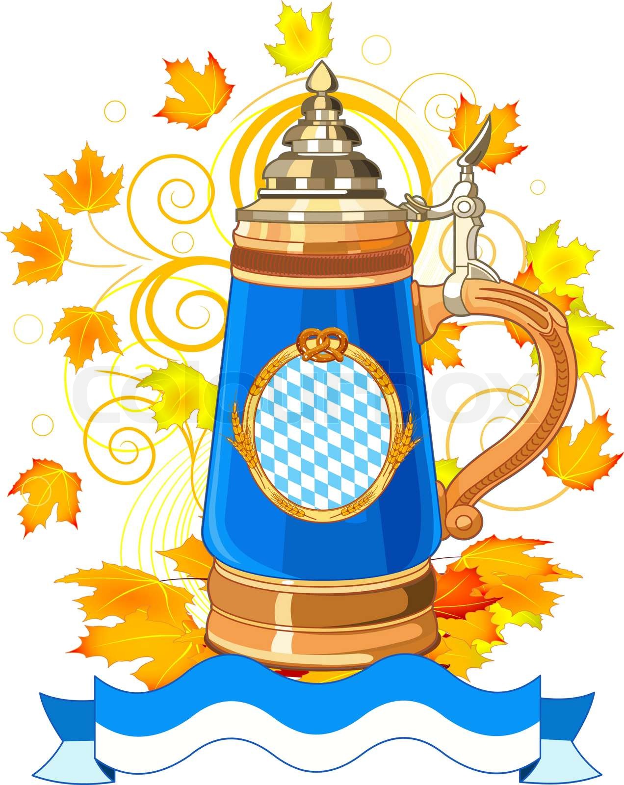 Oktoberfest Celebration design with mug and autumn leaves | Stock ...