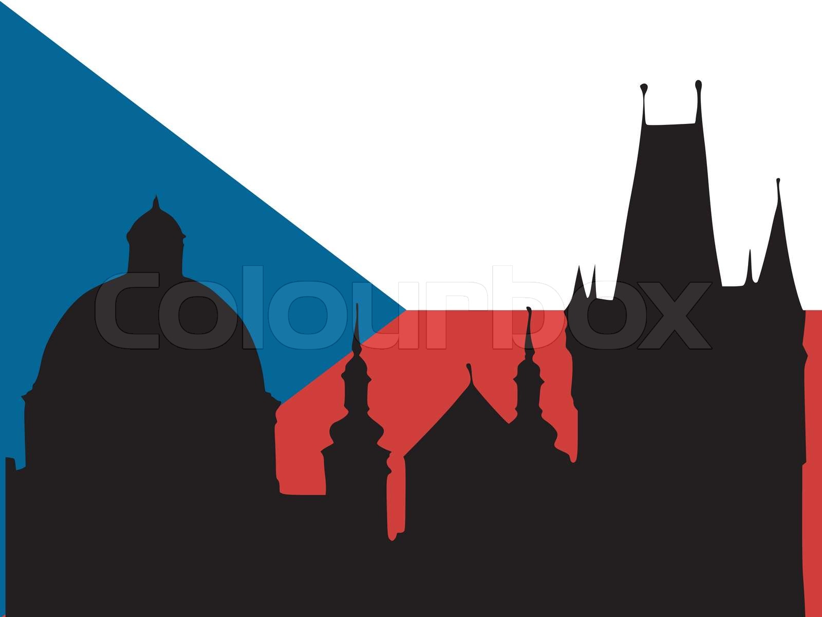 Silhouette Prag Tschechien Flagge Hintergrund | Stock-Vektor | Colourbox