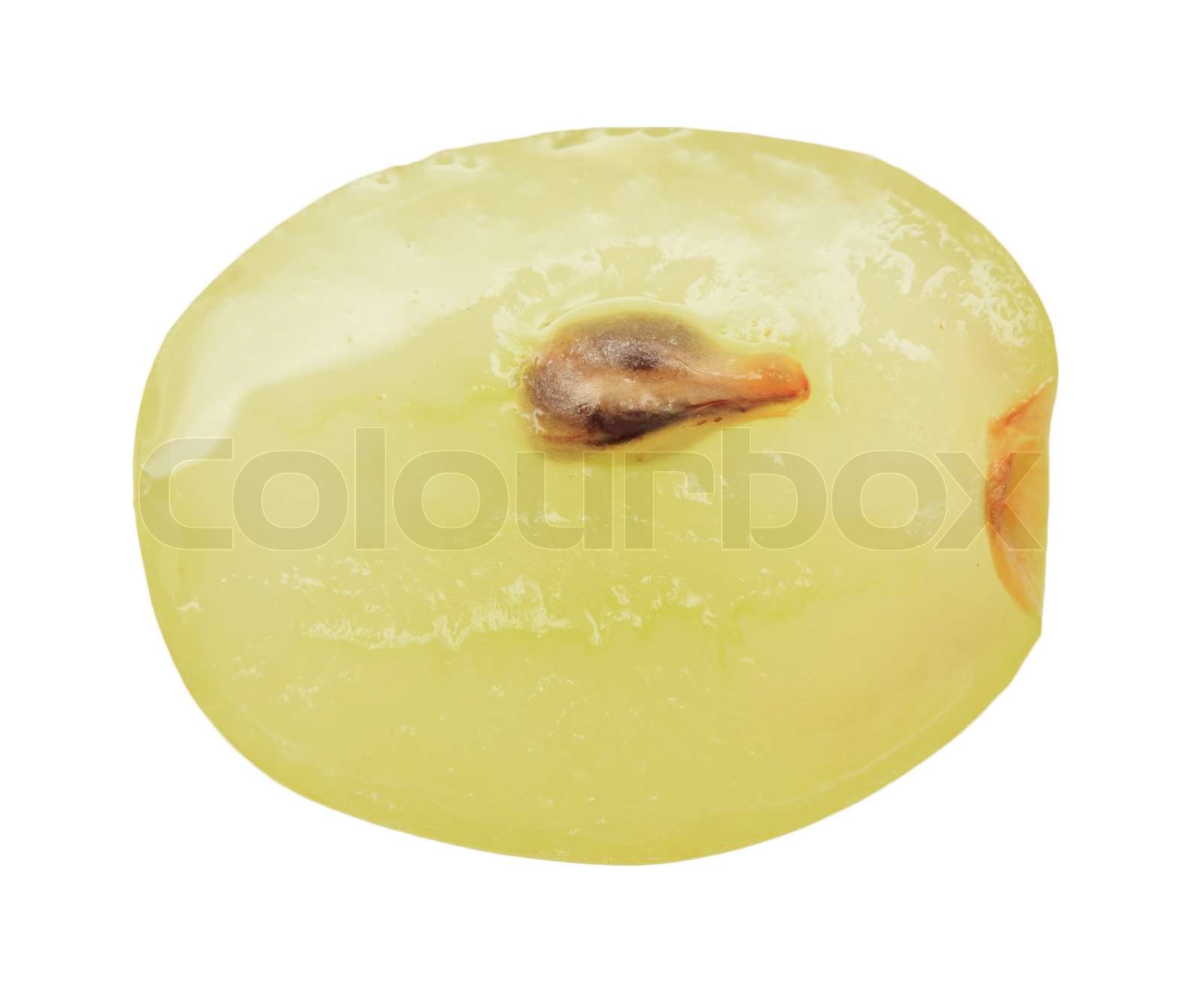 Translucent slice of green grape fruit, macro isolated on white | Stock ...