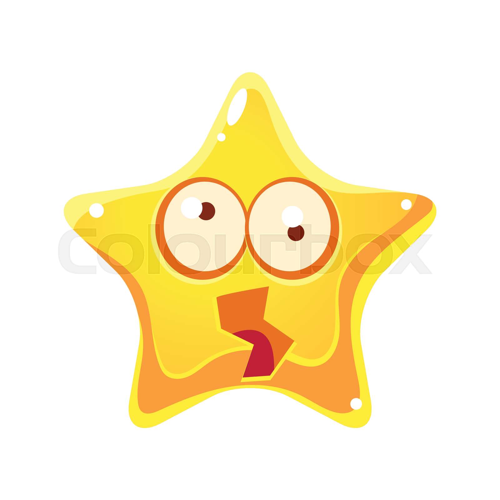 Yellow star shocked and dizzy with rotating big eyes | Stock vector ...