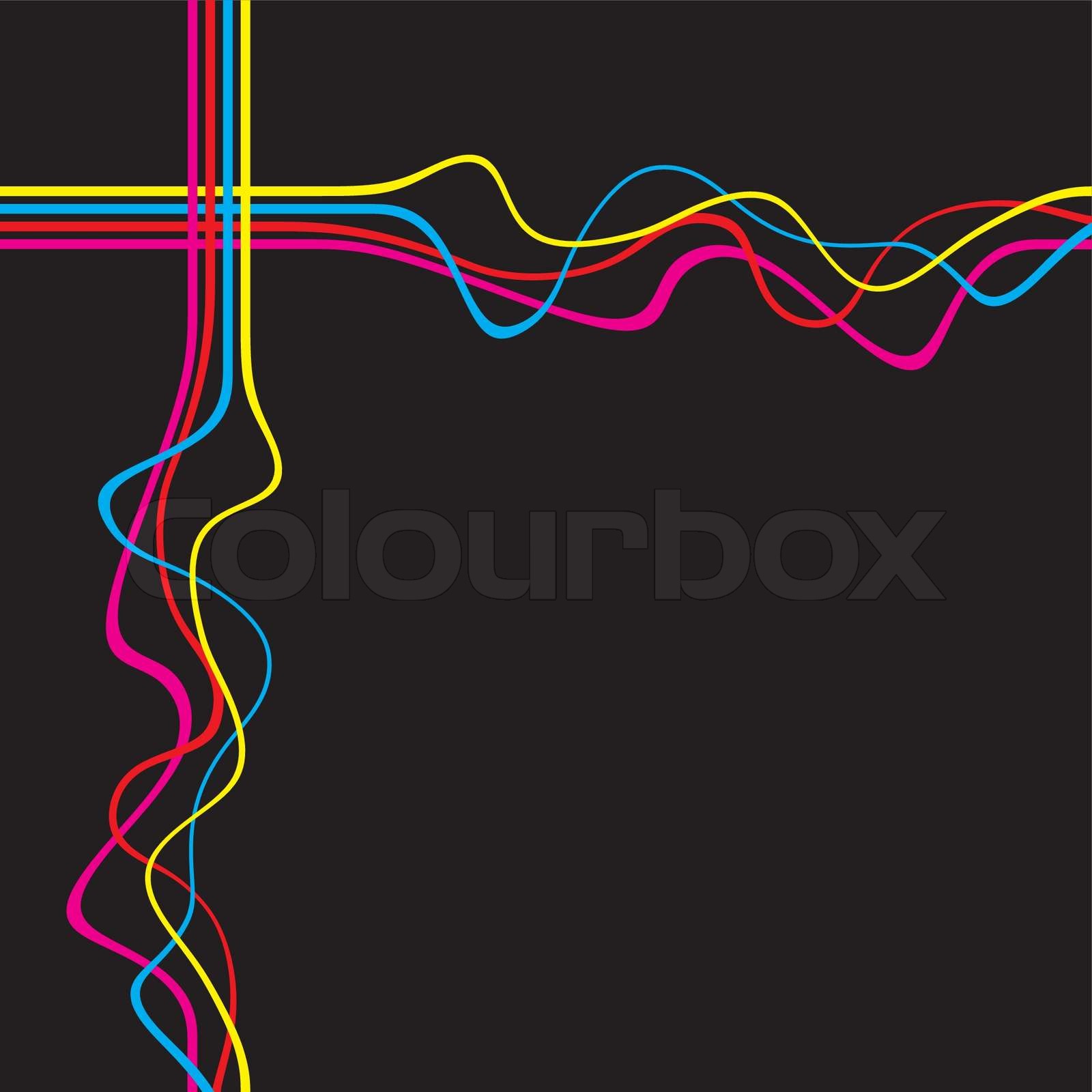 Abstract Layout With Wavy Lines In A Cmyk Color Schemethis Vector Image