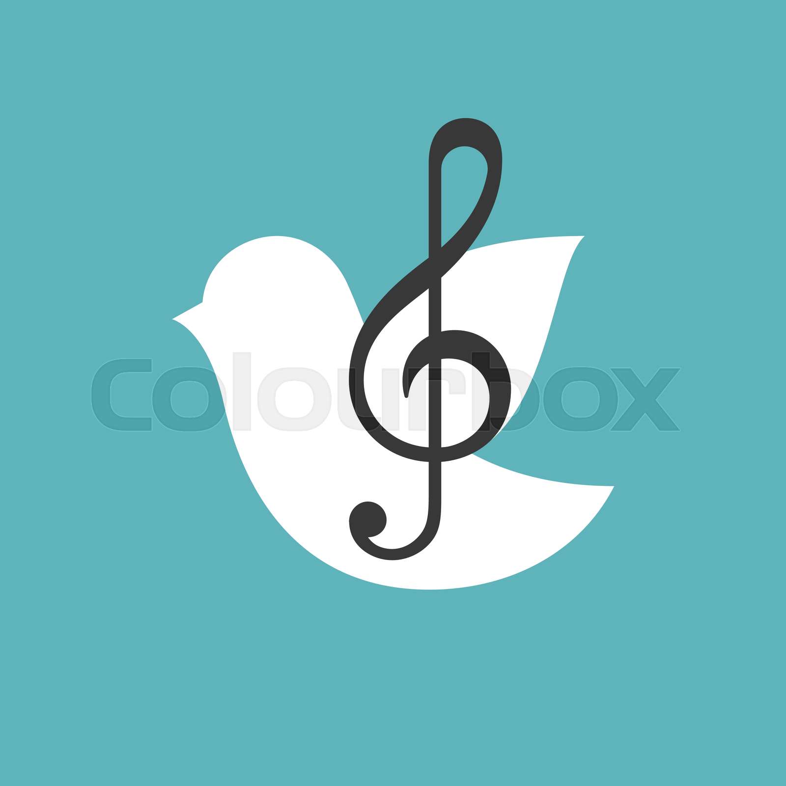 Treble Clef with bird,flat design | Stock vector | Colourbox