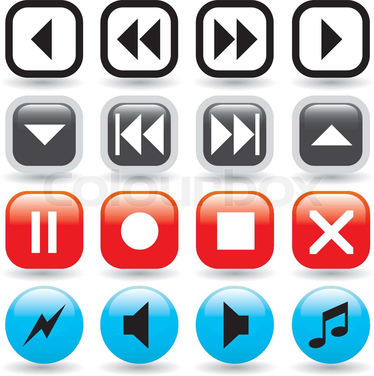 A collection of glossy media player buttons in web 2 | Stock vector ...