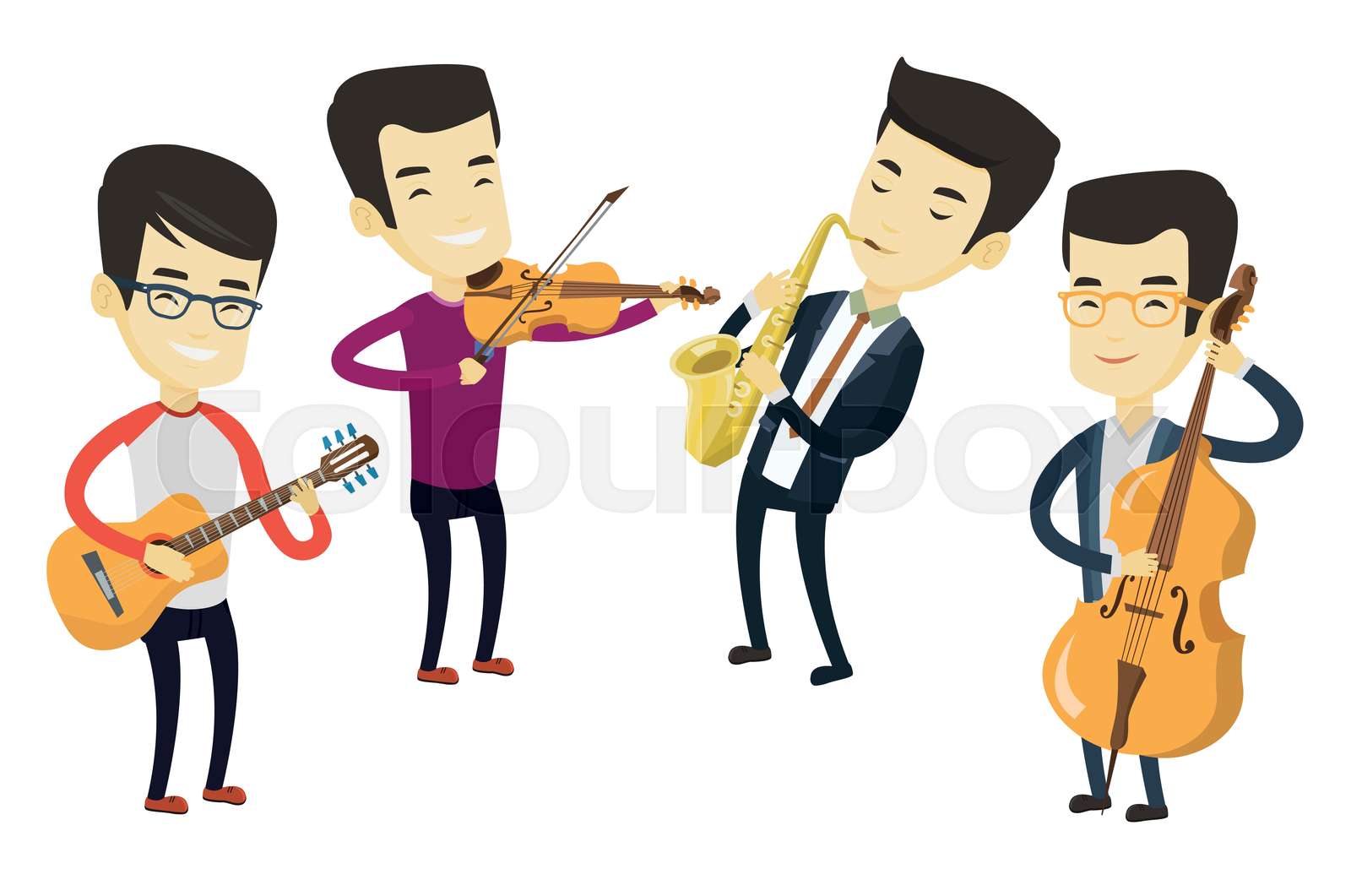 Band of musicians playing on musical instruments. | Stock vector ...
