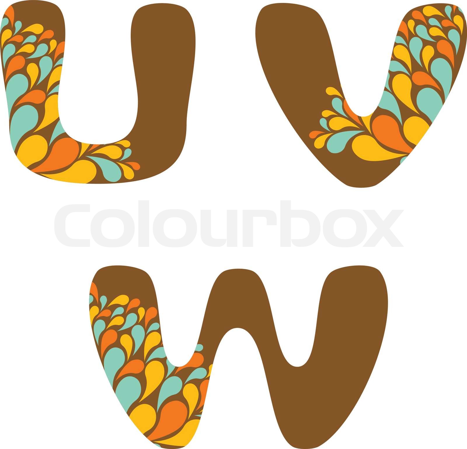 alphabet - part six - U, V, W | Stock vector | Colourbox