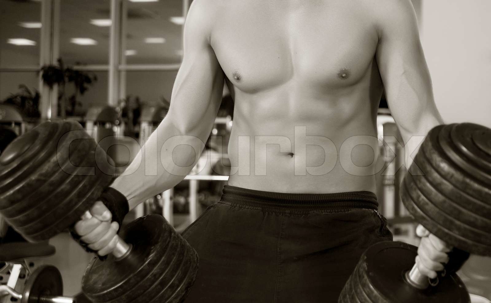 A young man working out in a gym | Stock image | Colourbox
