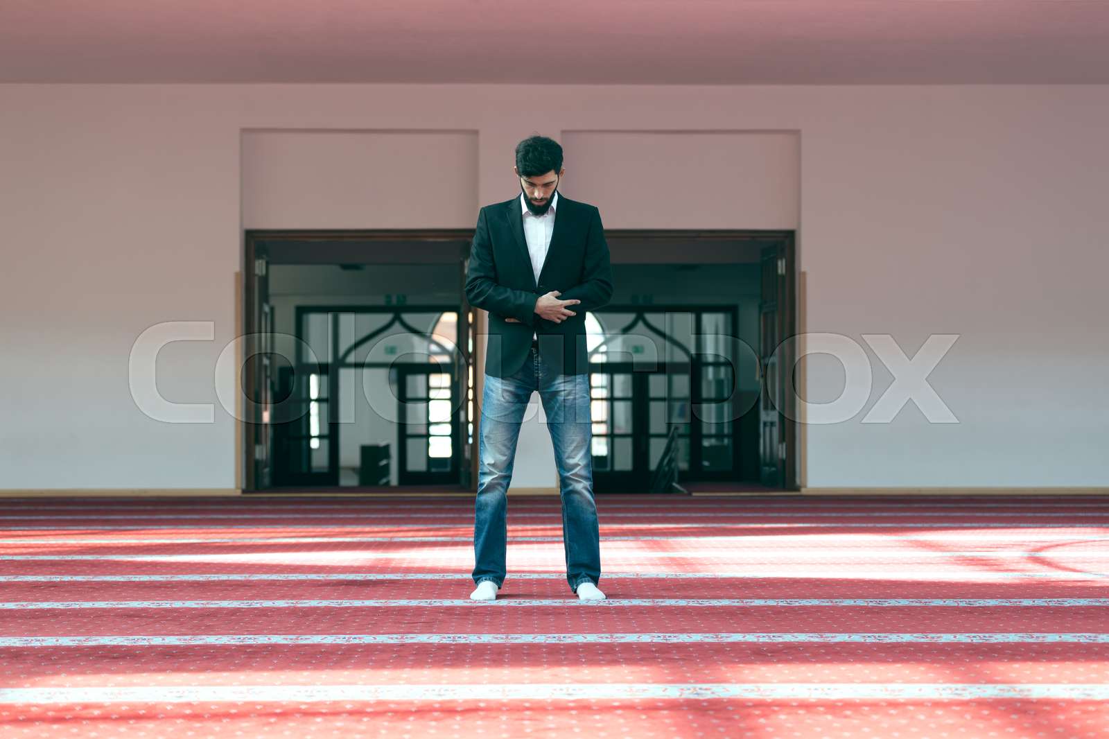 Young beautiful Muslim Man Praying In Mosque | Stock image | Colourbox