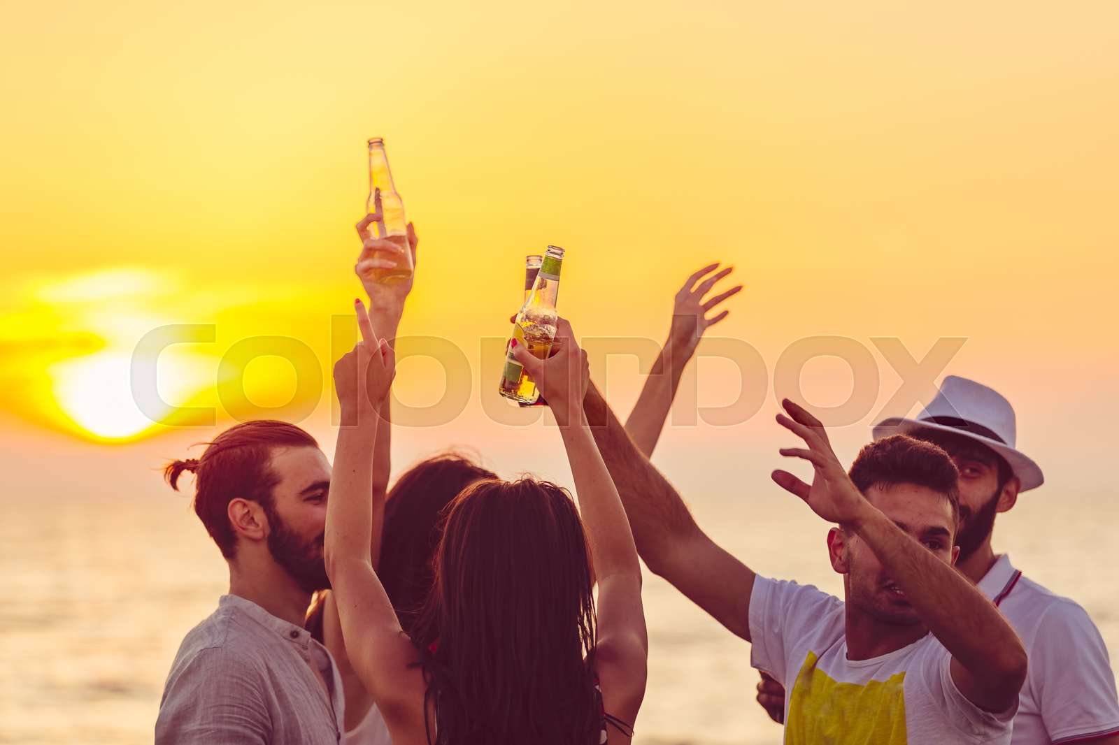 Friends Beach Party Drinks Toast Celebration Concept | Stock image ...