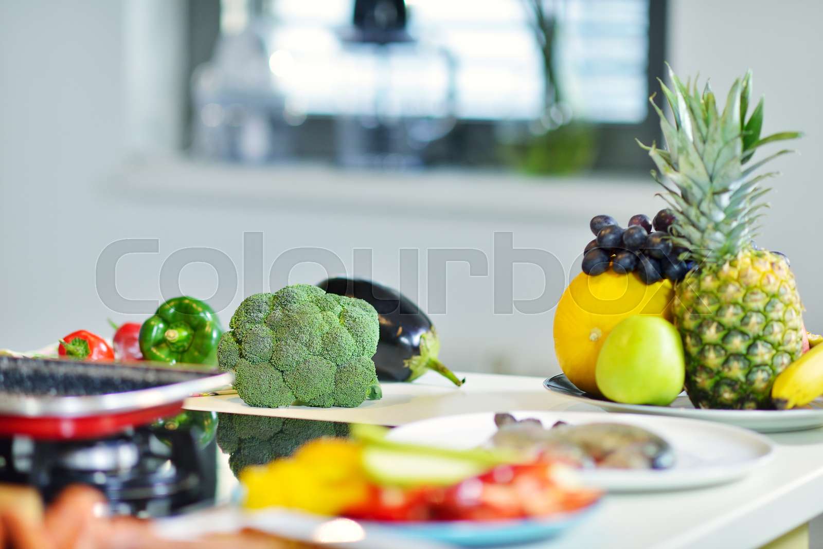 healthy foods are on the table in the kitchen | Stock image | Colourbox