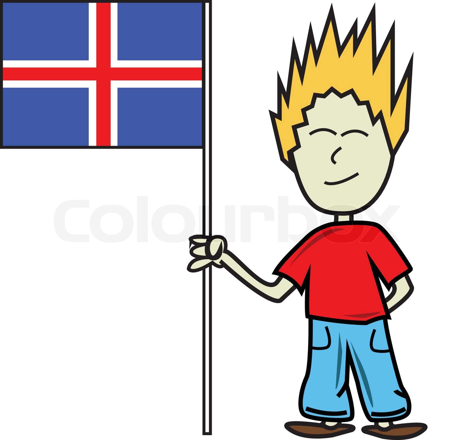 Islandsk flag i hånden på en dreng | Stock vektor | Colourbox