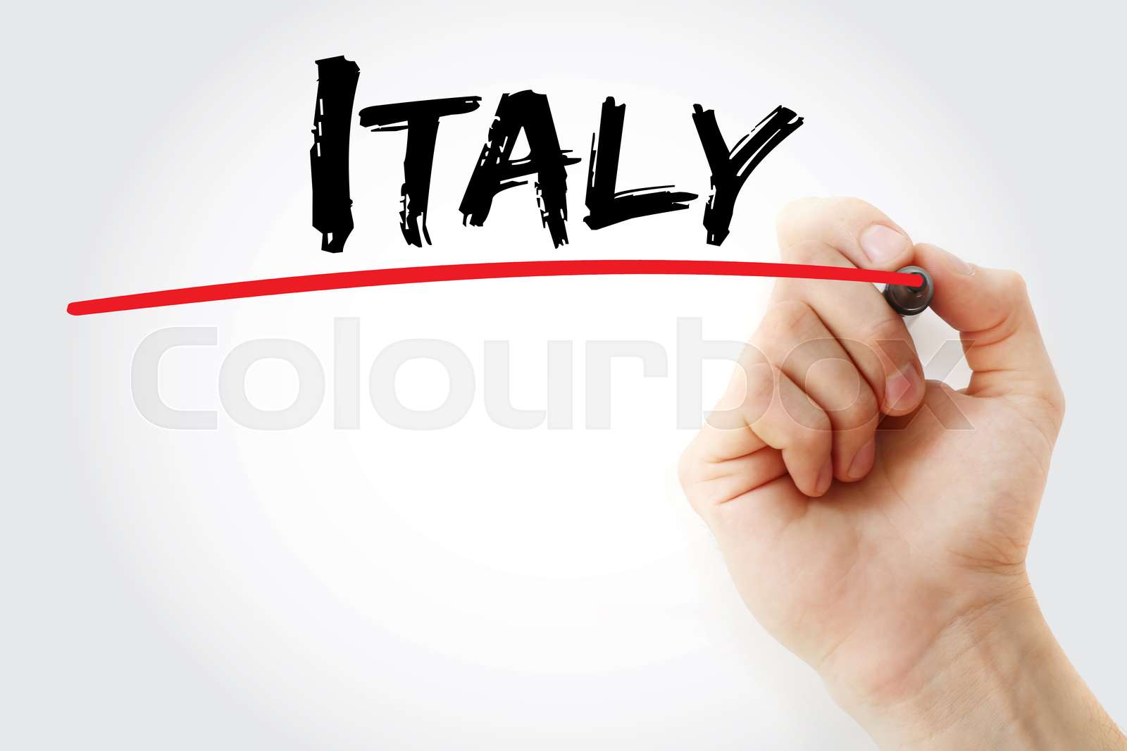 Hand writing Italy with marker | Stock image | Colourbox