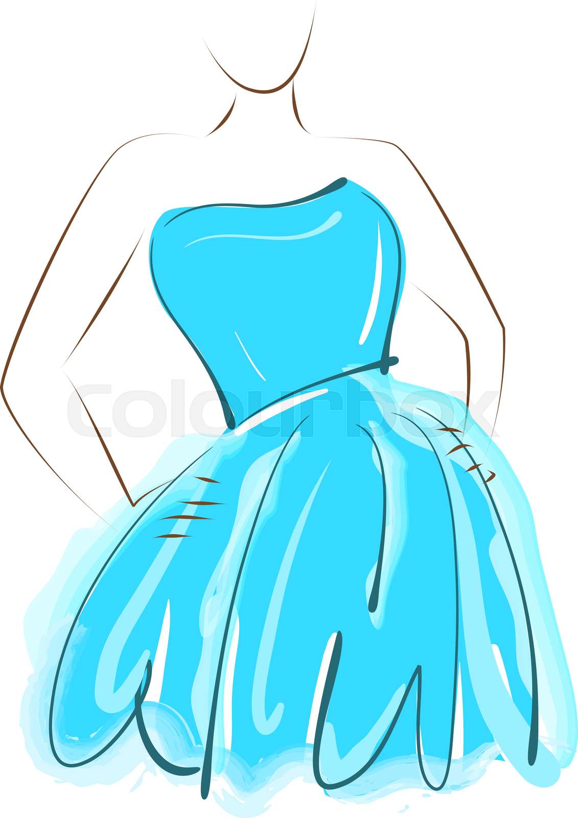 Sketching girl in blue dress | Stock vector | Colourbox