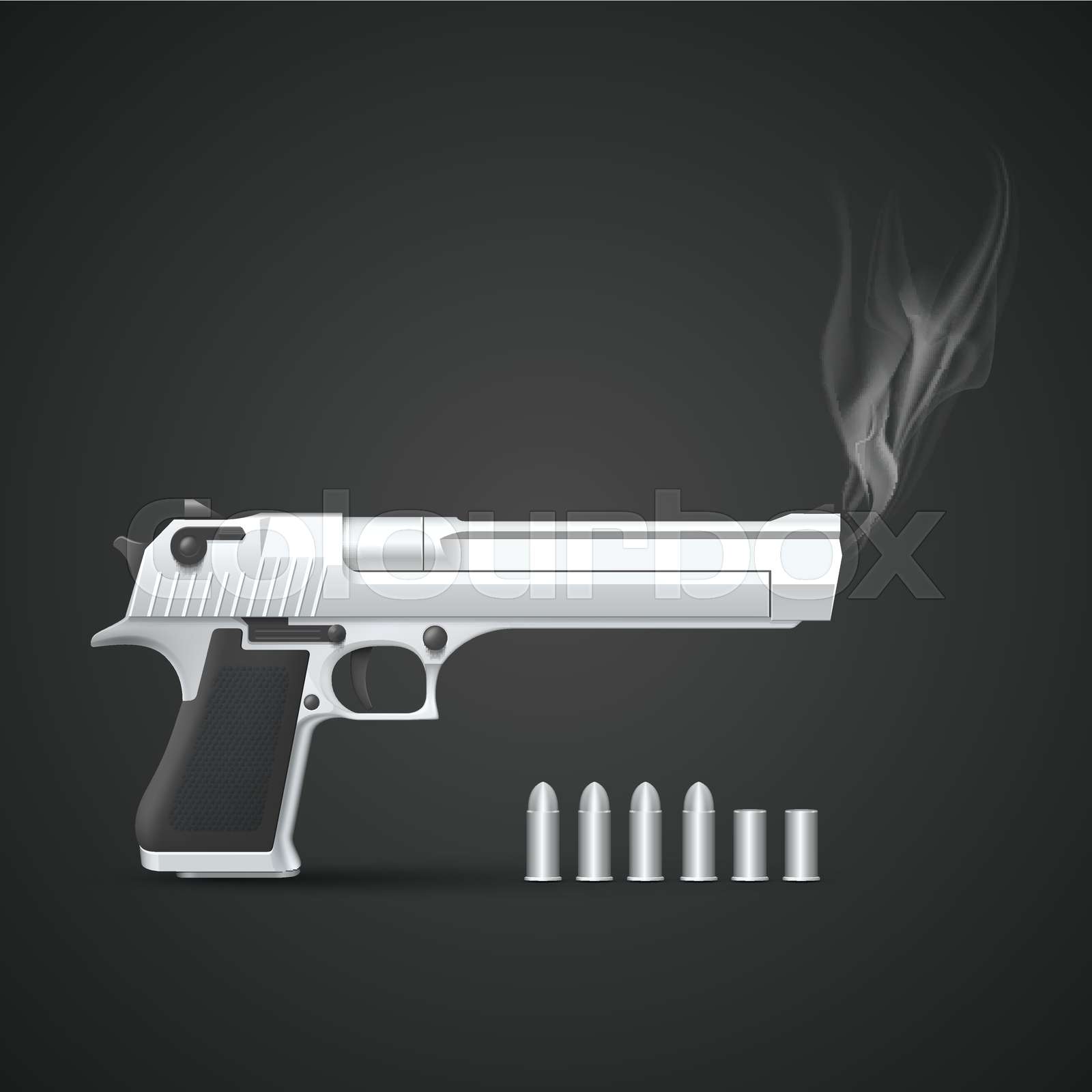 Silver gun with smoke | Stock vector | Colourbox