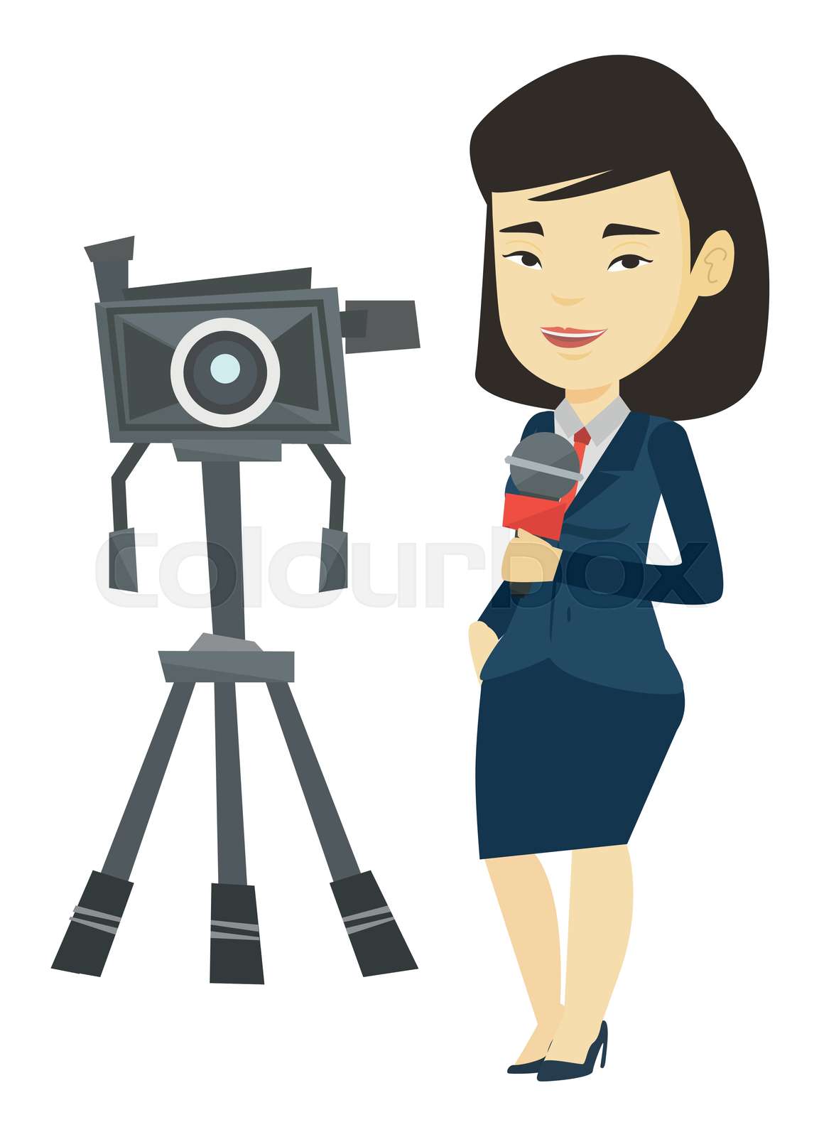 TV reporter with microphone and camera. | Stock vector | Colourbox
