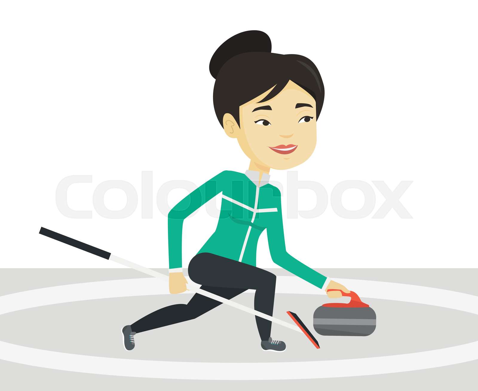 Curling player playing curling on curling rink. | Stock vector | Colourbox