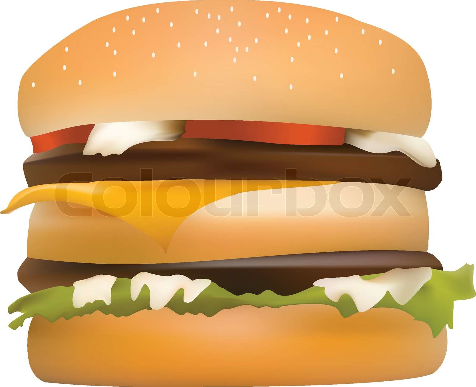 hamburger with meet, tomato, cheese, mayonnaise, lettuce | Stock vector ...
