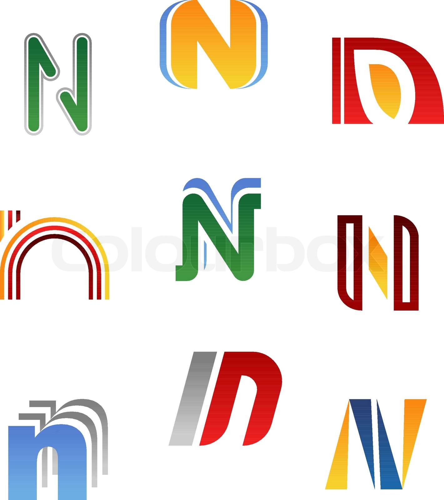 Set of alphabet symbols and elements of letter N | Stock vector | Colourbox