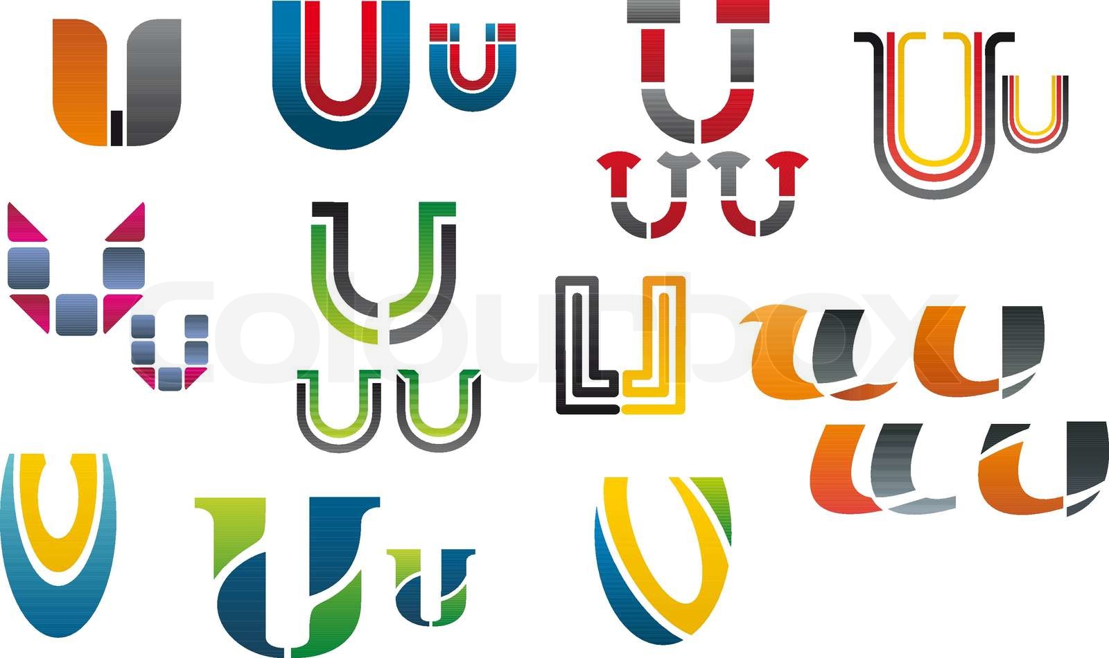 Set of alphabet symbols and elements of letter U | Stock vector | Colourbox