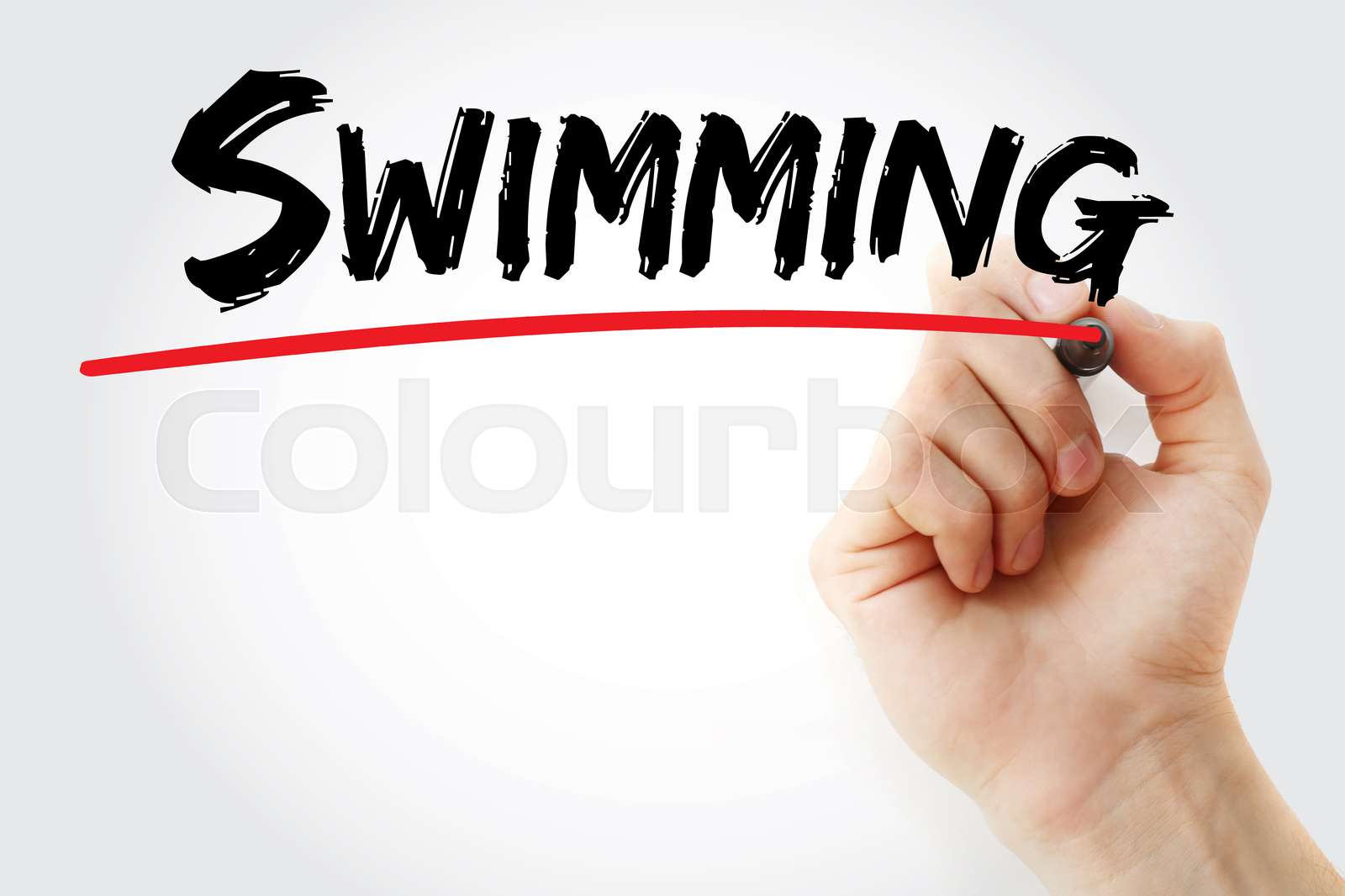 Hand writing Swimming with marker | Stock image | Colourbox