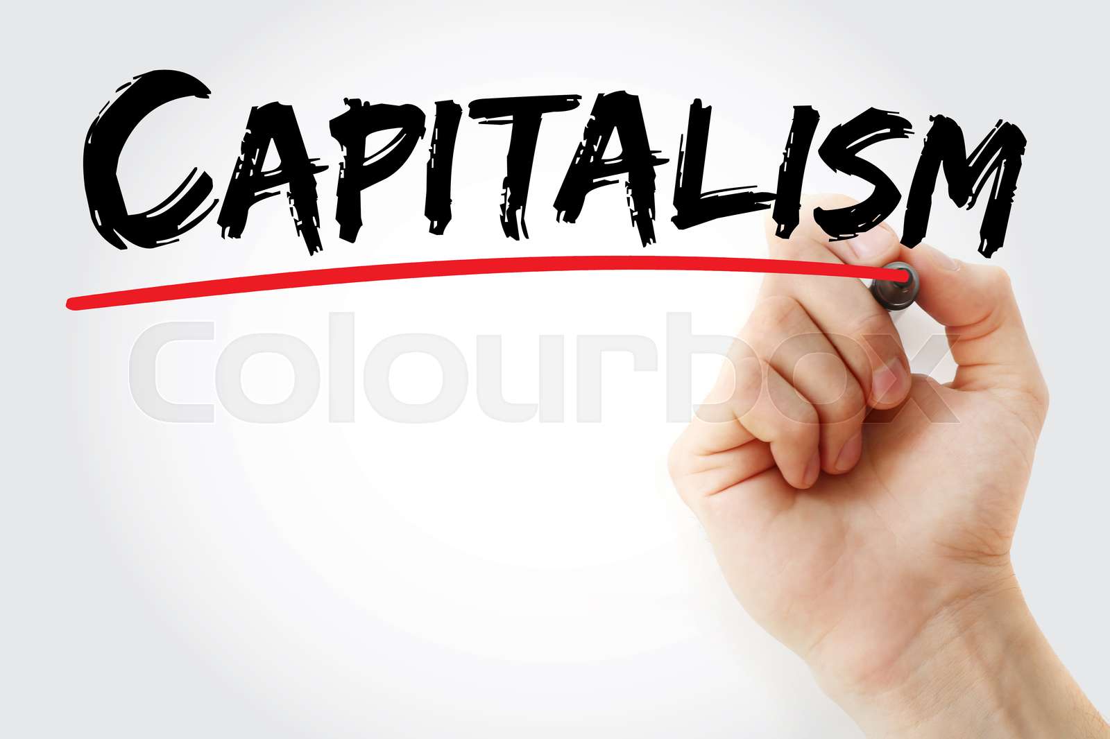 Hand writing Capitalism with marker | Stock image | Colourbox