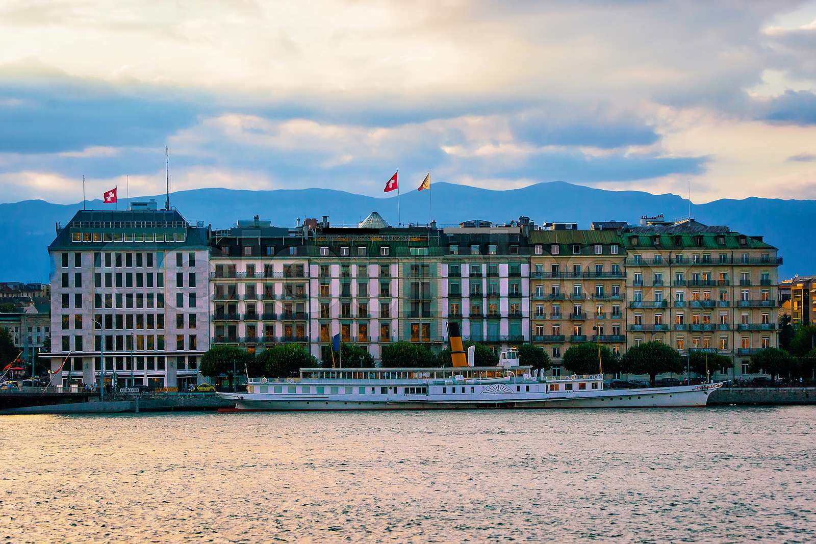 Ferry at Geneva Lake Geneva Switzerland | Stock image | Colourbox
