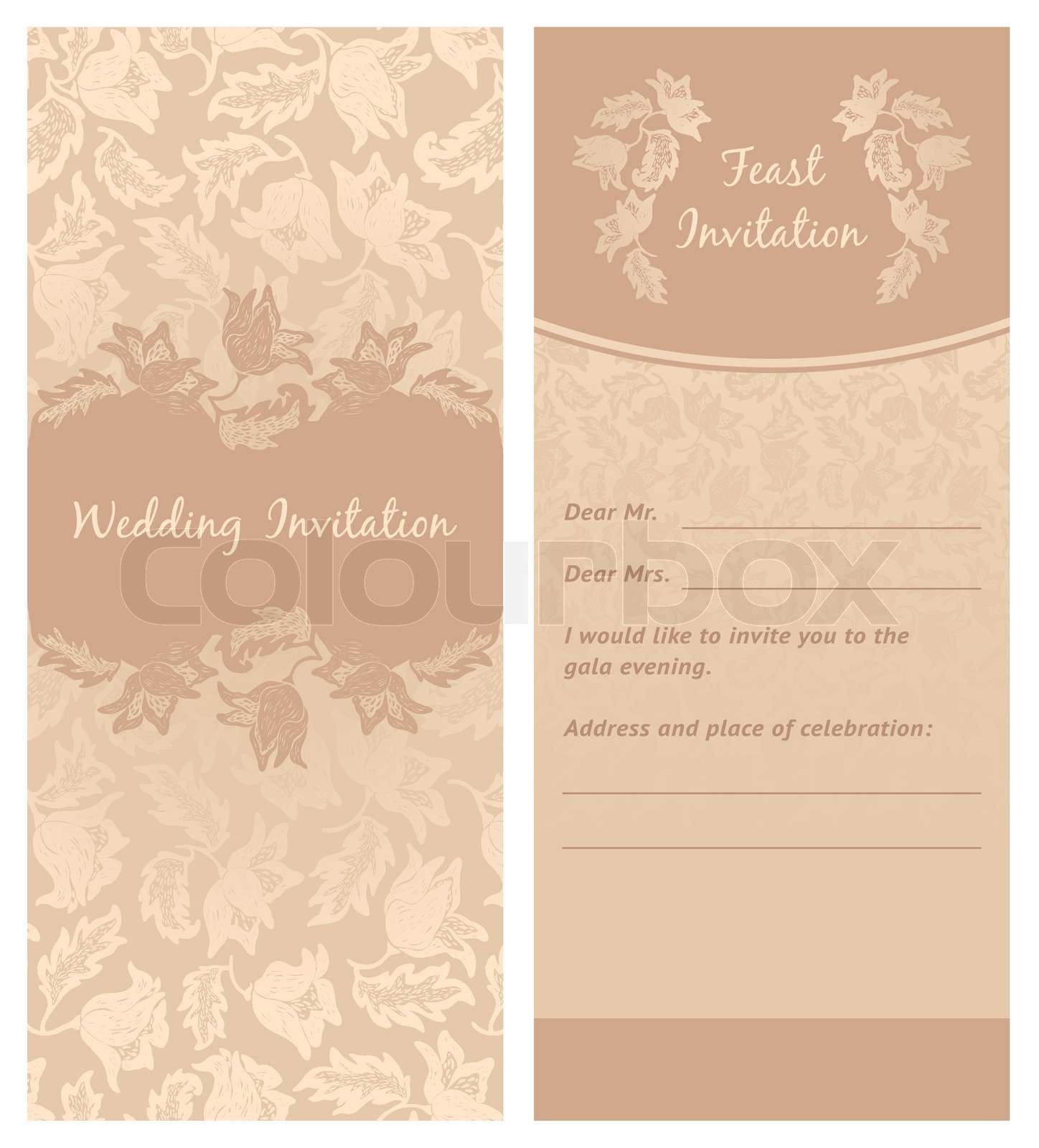 bryllup invitation , blomster ornament, blade baggrund | Stock vektor ...