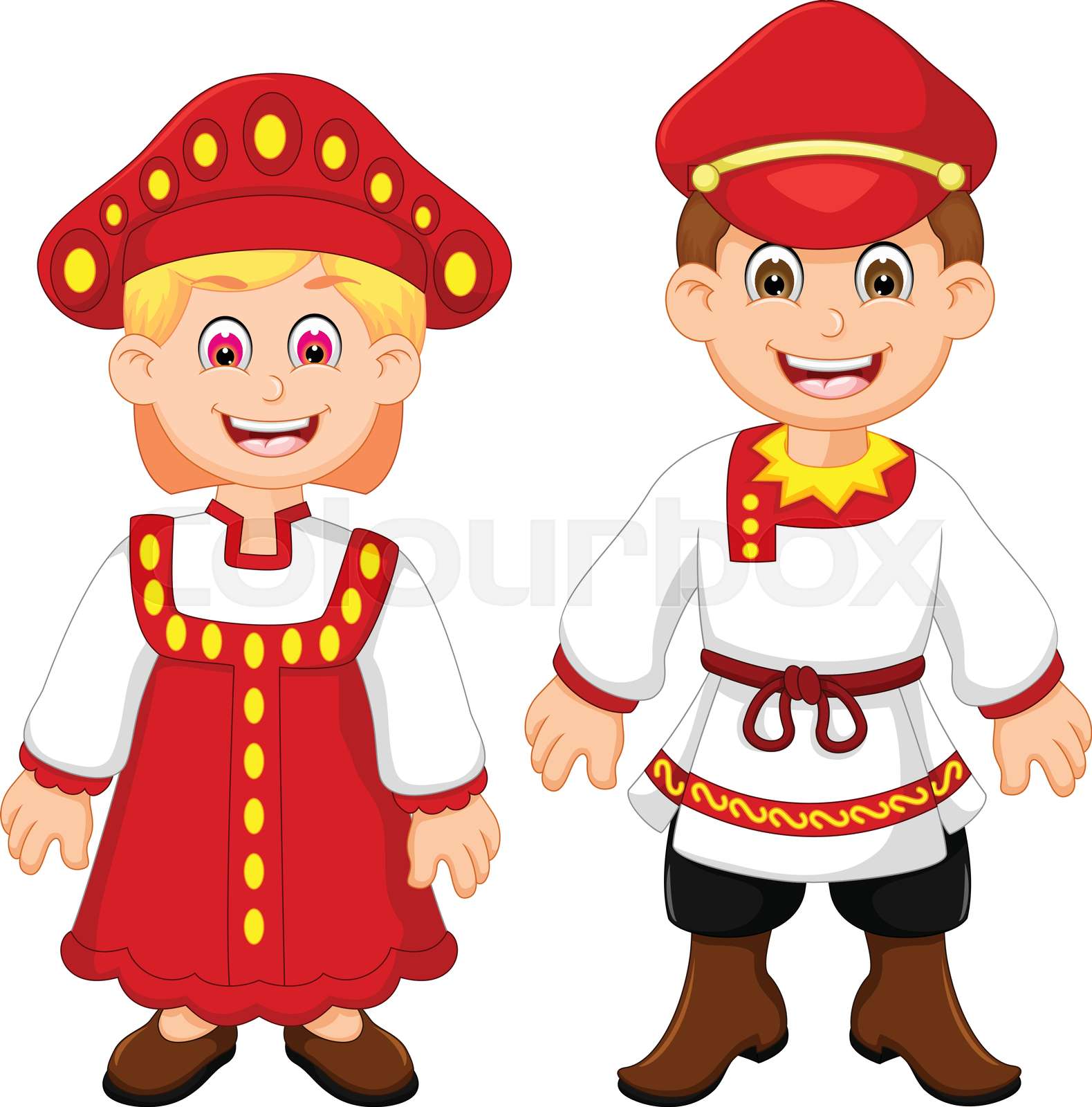 russian traditional costume cartoon | Stock vector | Colourbox