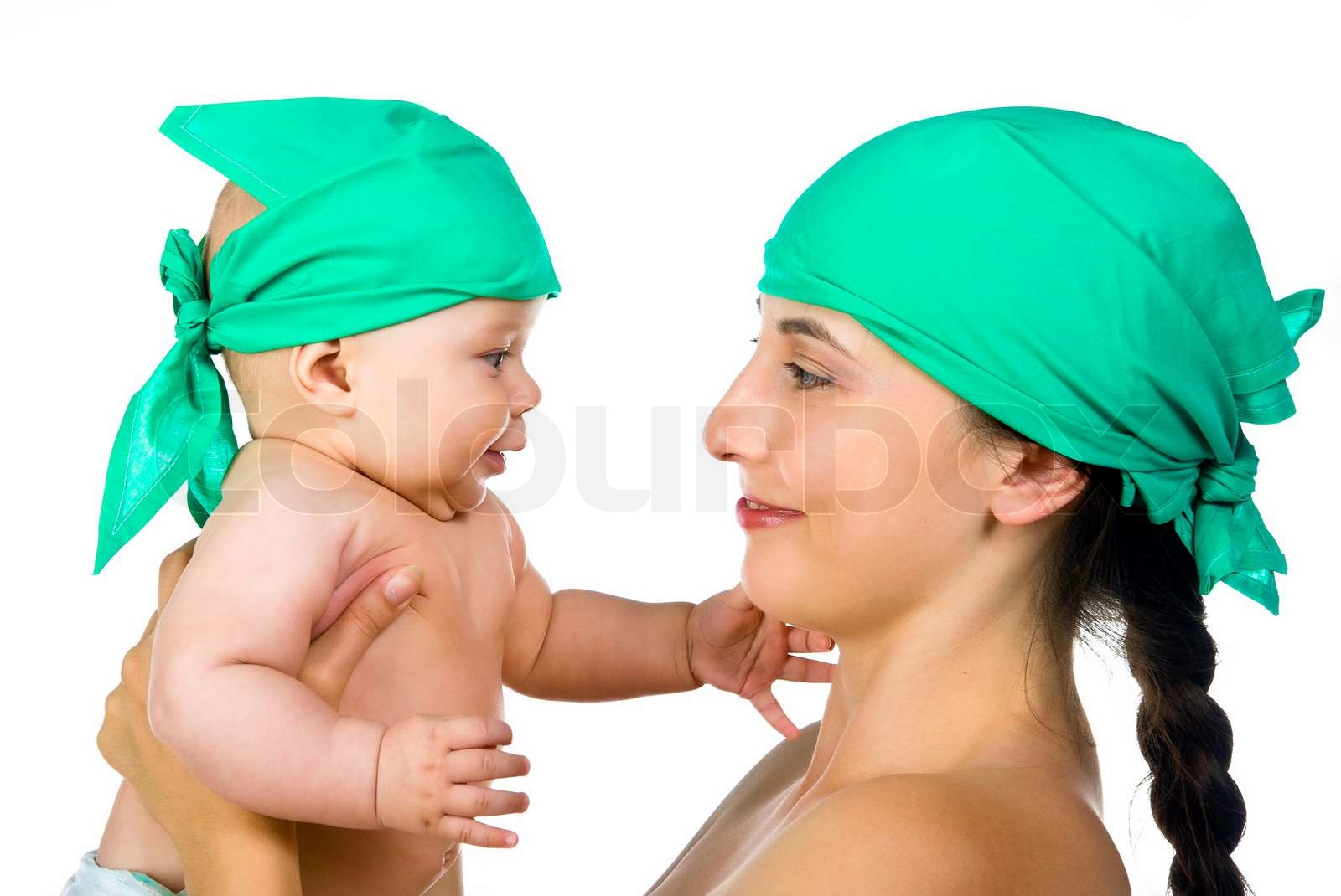 Pretty young women with her son isolated | Stock image | Colourbox