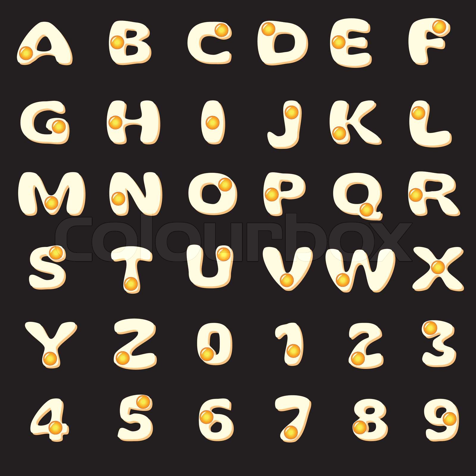 Alphabet mit Ei Buchstaben auf dem schwarzen Hintergrund | Stock-Vektor ...