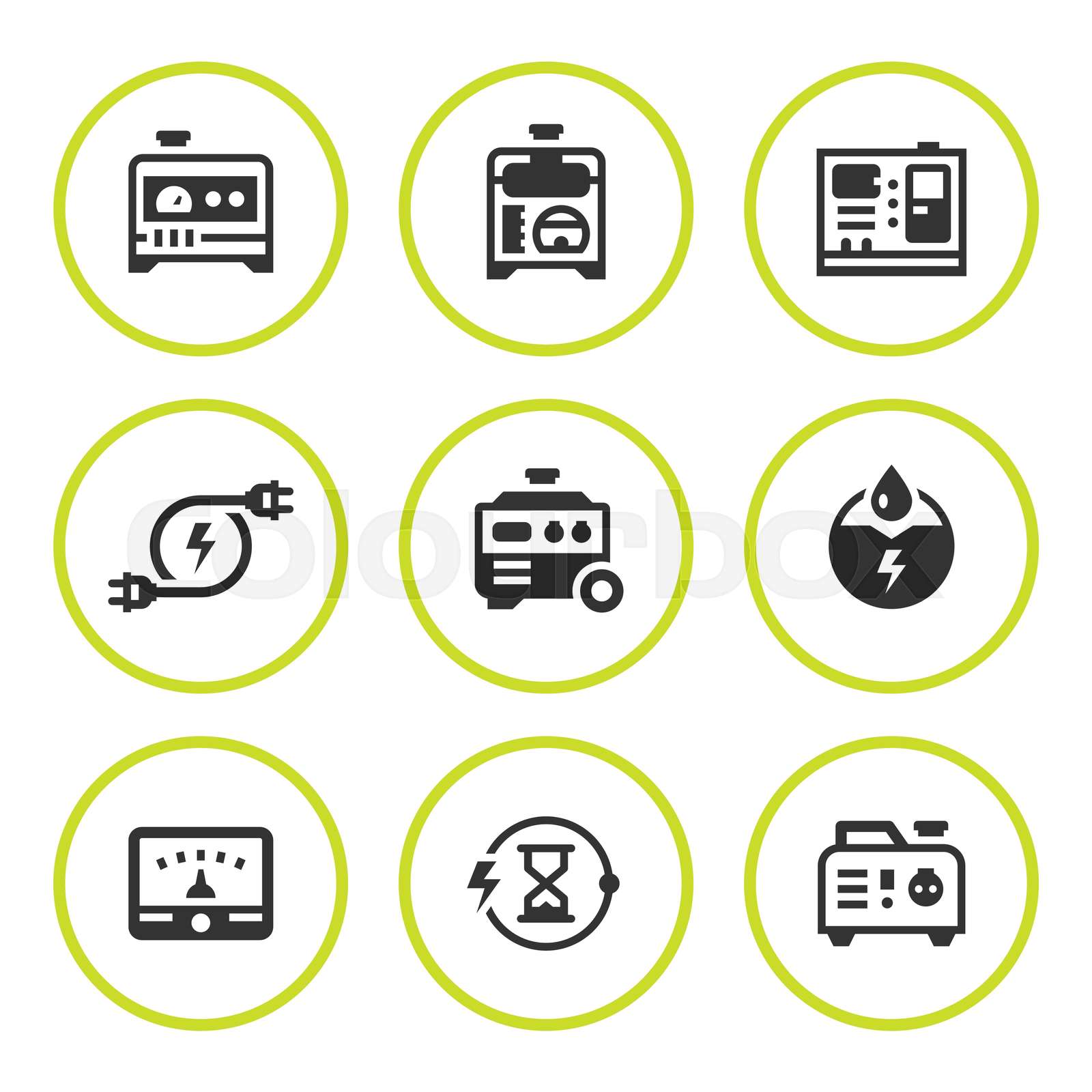 Set round icons of electrical generator | Stock vector | Colourbox
