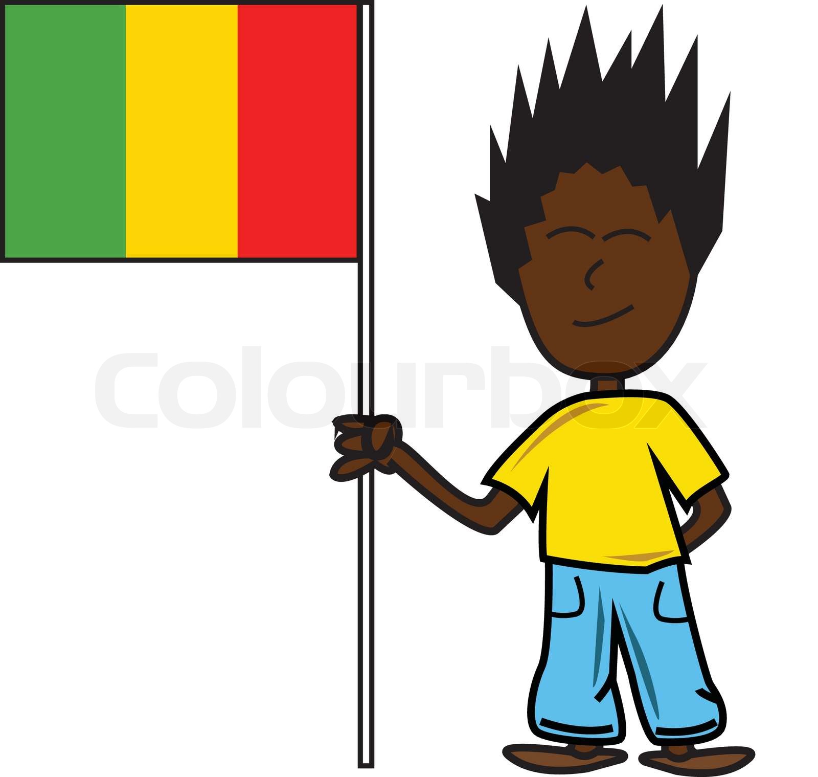 The flag of Mali and a boy | Stock vector | Colourbox