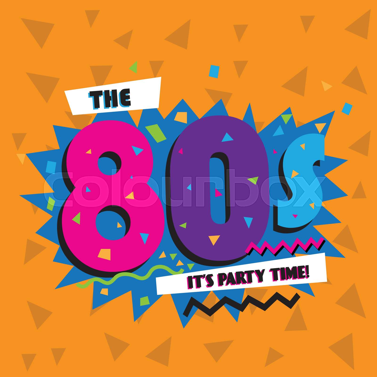Party time The 80 s style label. Vector illustration. | Stock vector ...