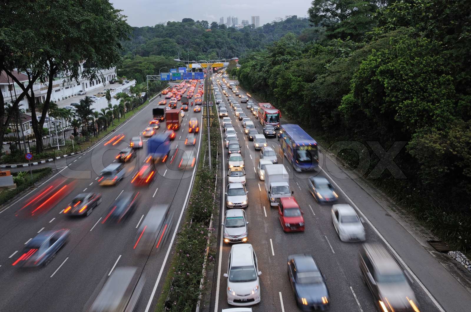 Evening traffic on the Evening trafic road | Stock image | Colourbox