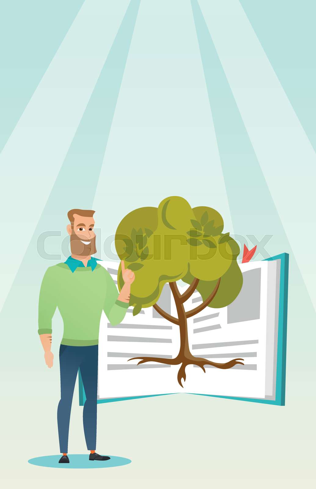 Student pointing at tree of knowledge. | Stock vector | Colourbox