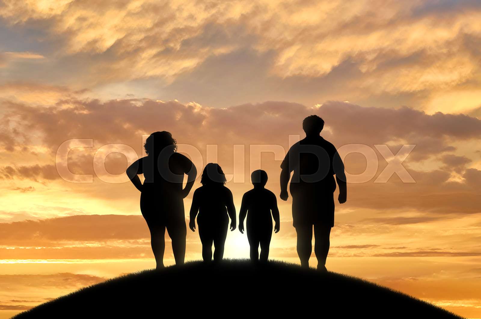 Fat family suffering from obesity | Stock image | Colourbox