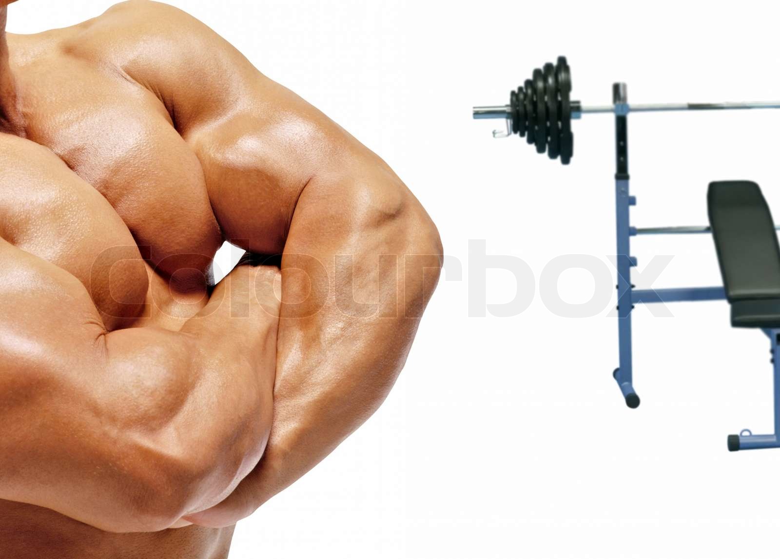 Bodybuilder and simulator | Stock image | Colourbox