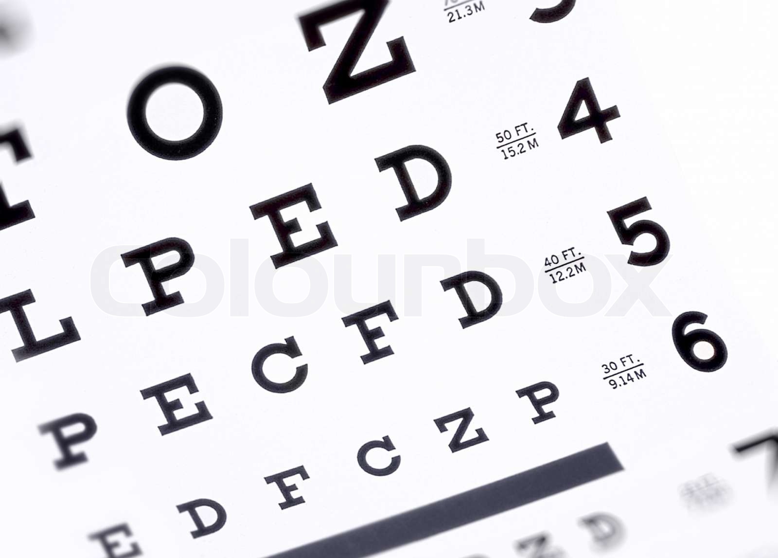 Eye exam chart - conceptual close up | Stock image | Colourbox