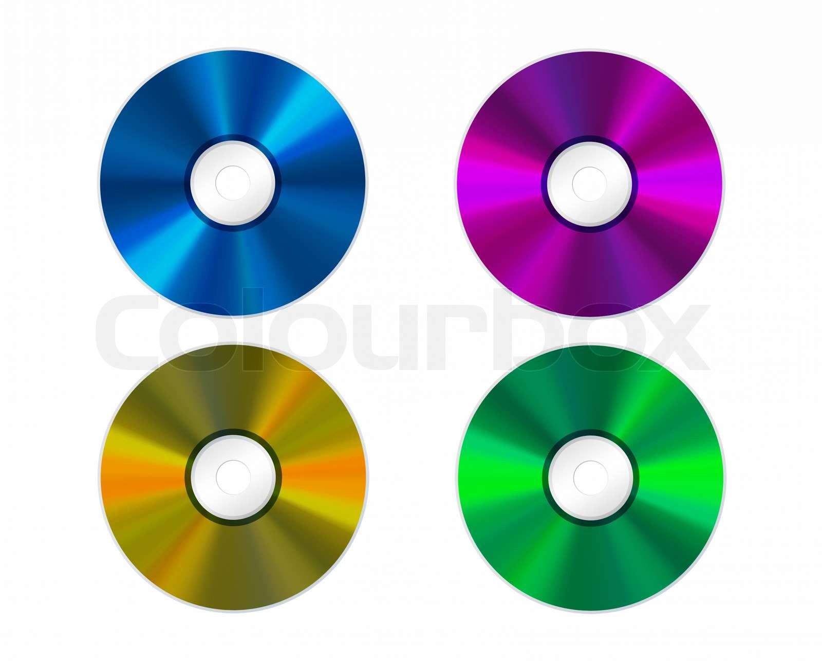 Illustration of four colored Compact Discs isolated | Stock image ...